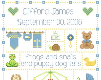 CSM 550 Safari Animal Cross Stitch Baby Birth Sampler Kit - Etsy