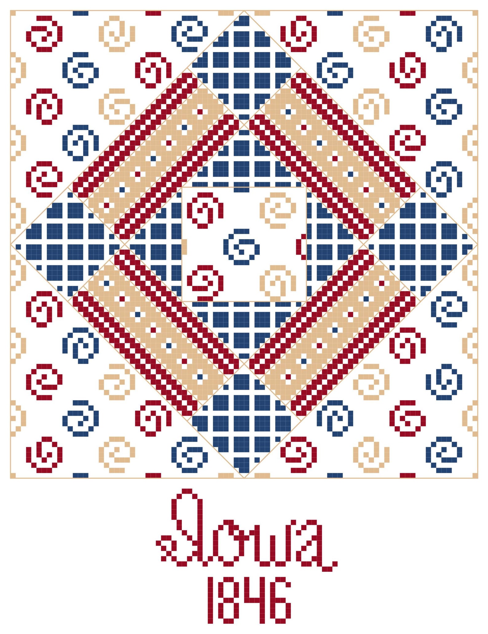 Quilt Square Iowa Cross Stitch Pattern - Etsy
