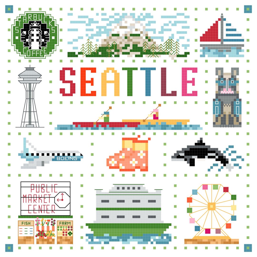 Seattle City Sampler Cross Stitch Pattern - Etsy
