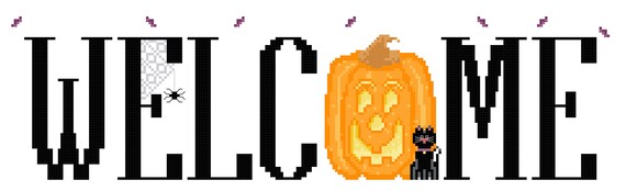Welcome October Cross Stitch Pattern Horizontal | Etsy