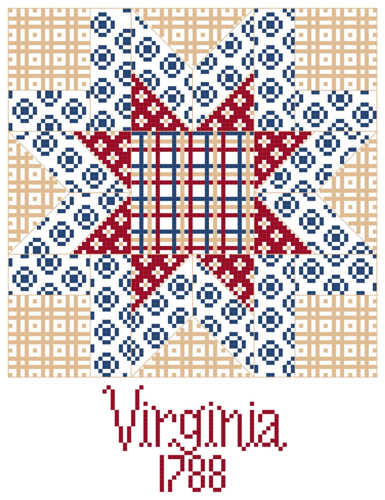 Quilt Square Virginia Cross Stitch Pattern - Etsy France