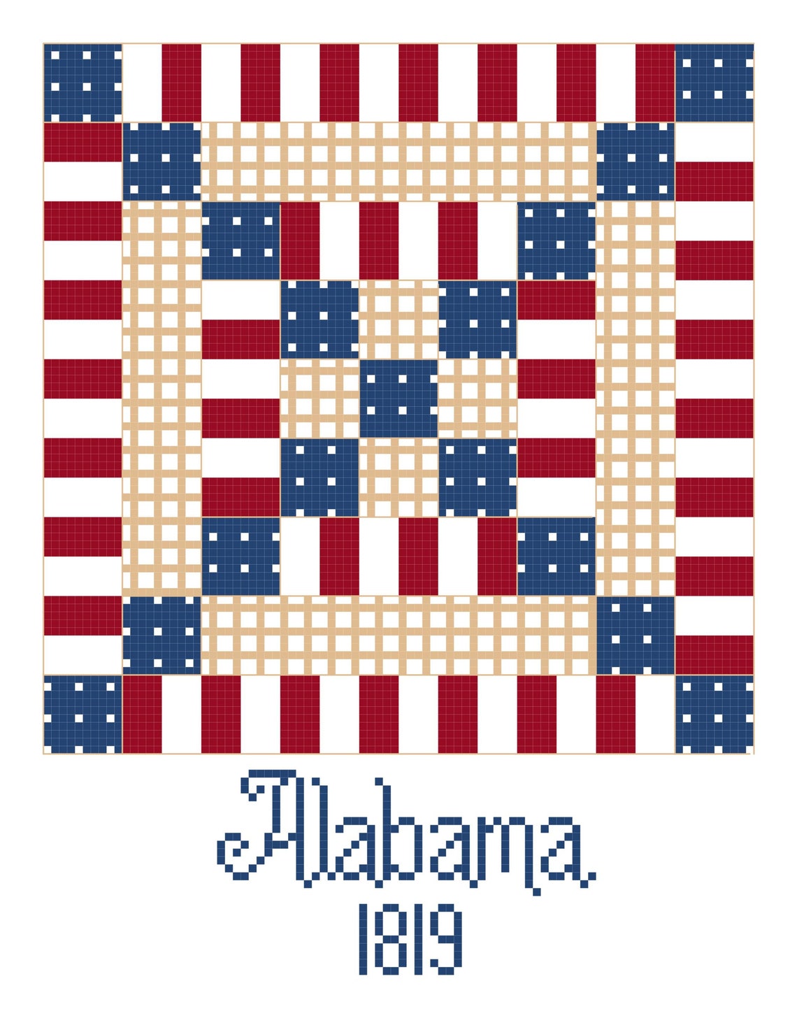 Quilt Square Alabama Cross Stitch Pattern - Etsy