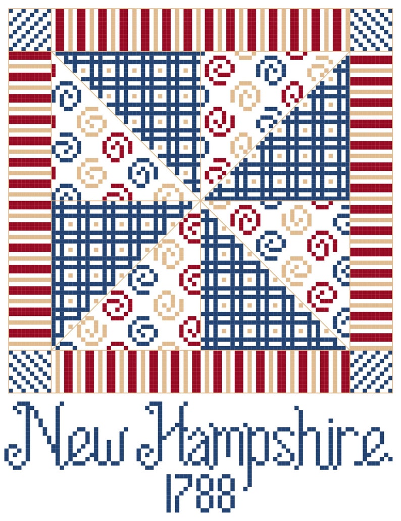 Quilt Square New Hampshire Cross Stitch Pattern - Etsy