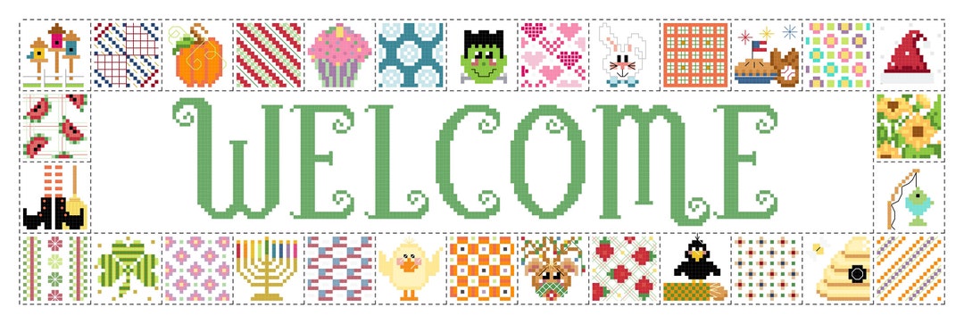 Welcome Sampler Horizontal Cross Stitch Pattern - Etsy