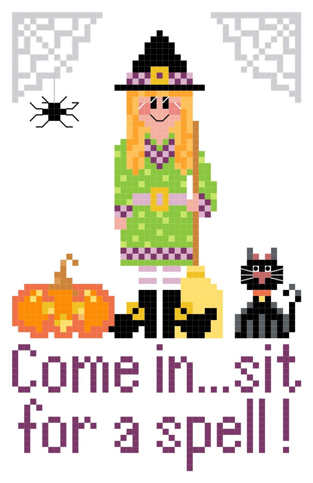 Sit for A Spell Cross Stitch Pattern - Etsy