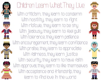 Vintage Children Learn What They Live Plaque Kids Room Decor Wall ...