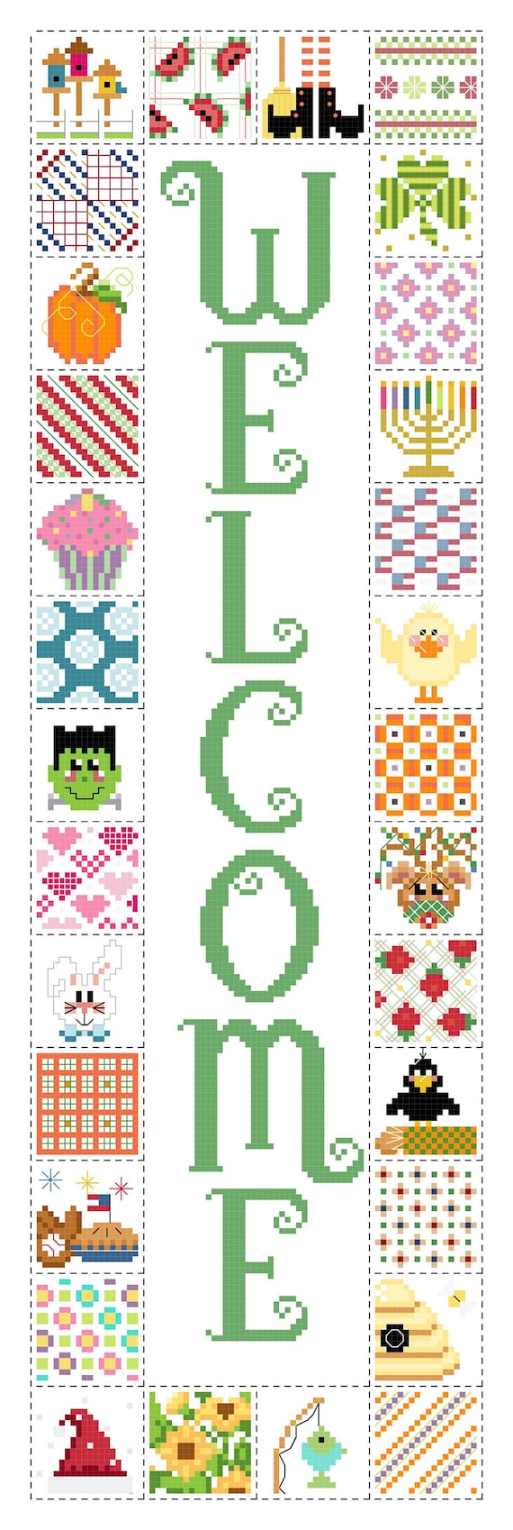 Welcome Sampler Vertical Cross Stitch Pattern - Etsy