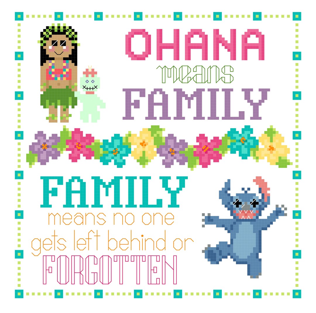 Lilo and Stitch Ohana Sampler Cross Stitch Pattern - Etsy