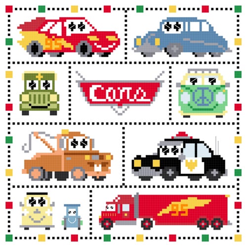 Cars Sampler Cross Stitch Pattern - Etsy