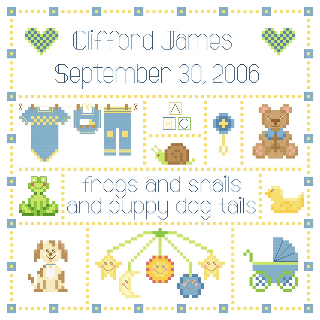 Baby Sampler Classic Boy Cross Stitch Pattern - Etsy