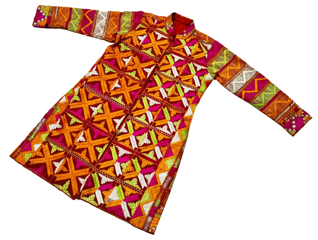 Antique Bagh Phulkari Jacket Long Coat Cotton Jacket Punjab Traditional ...