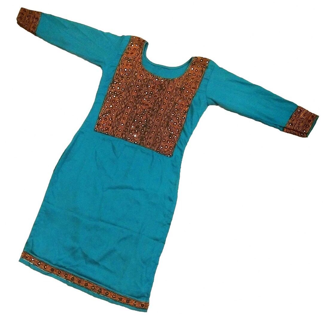 Vintage Handmade Mirror Embroidered Patch Work Cotton Designer Kurti ...