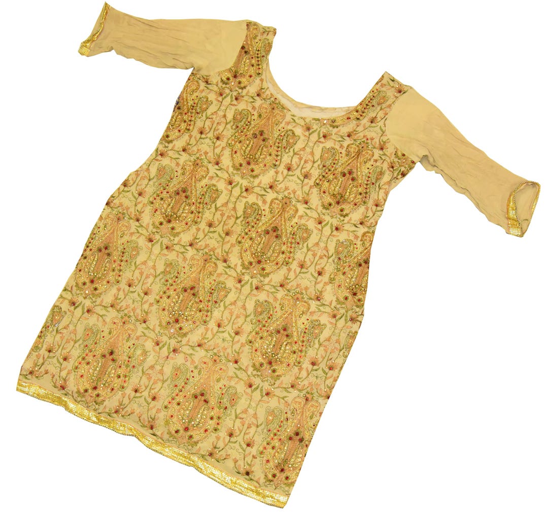 Vintage Sequined Embroidered Work Dress Vintage Kurti & Dress Ethnic ...