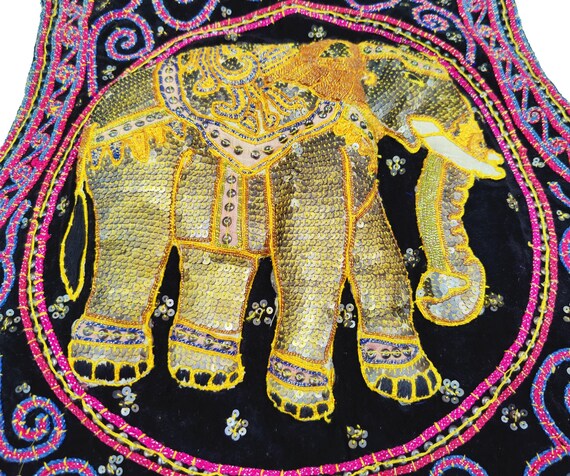 Very Rare Elephant Figure Handmade Embroidery Mirror … - Gem