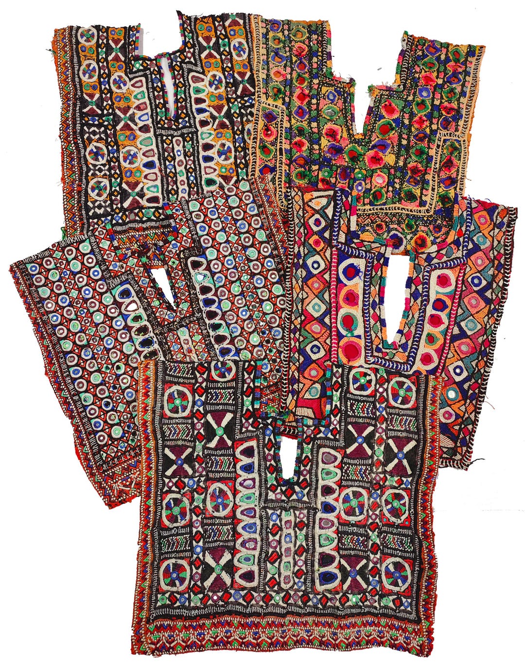 5 Pieces Afghani Banjara Patch Yoke Neck Indian Tribe Patch Handmade ...