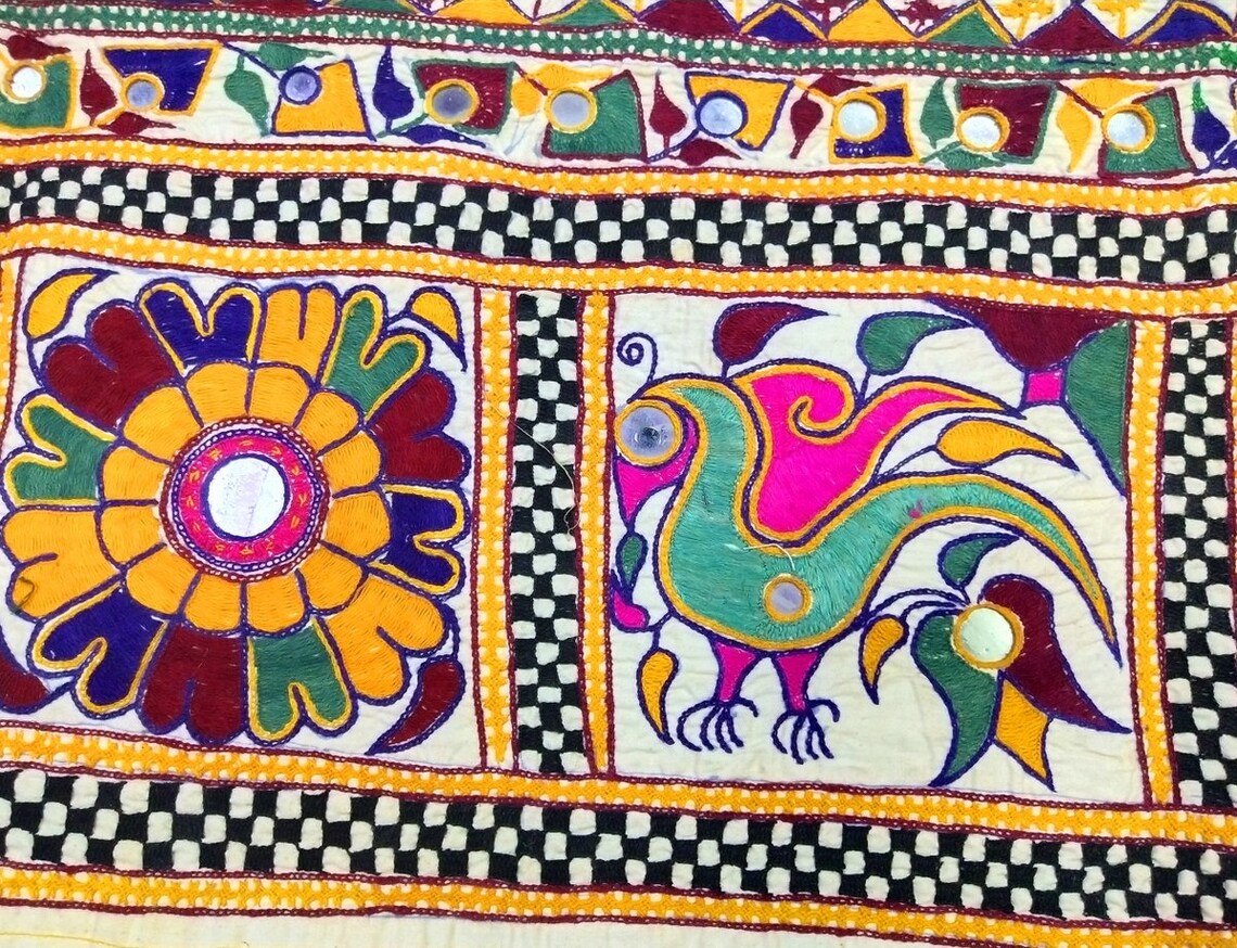 Ethnic Handmade Embroidery Rabari Banjara Toran Mirror Tribal | Etsy