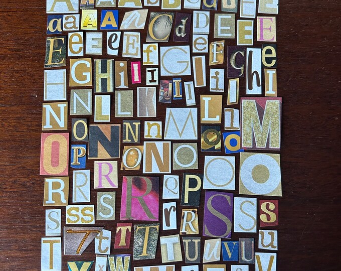 100 X Gold Paper Ransom Letters, Alphabet, Craft Supplies Decoupage ...