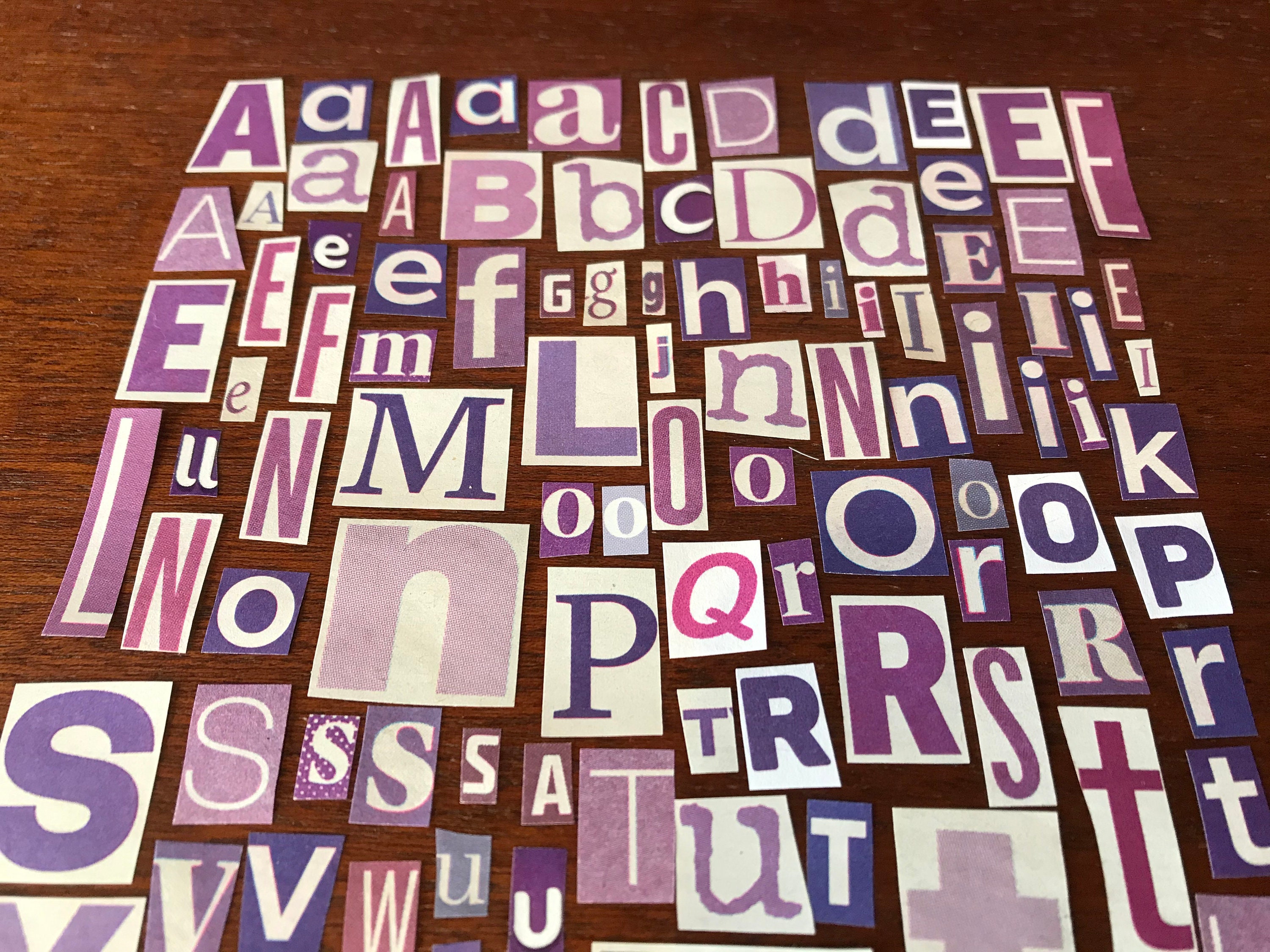 Purple and White Ransom Letters Alphabet Craft Supplies | Etsy