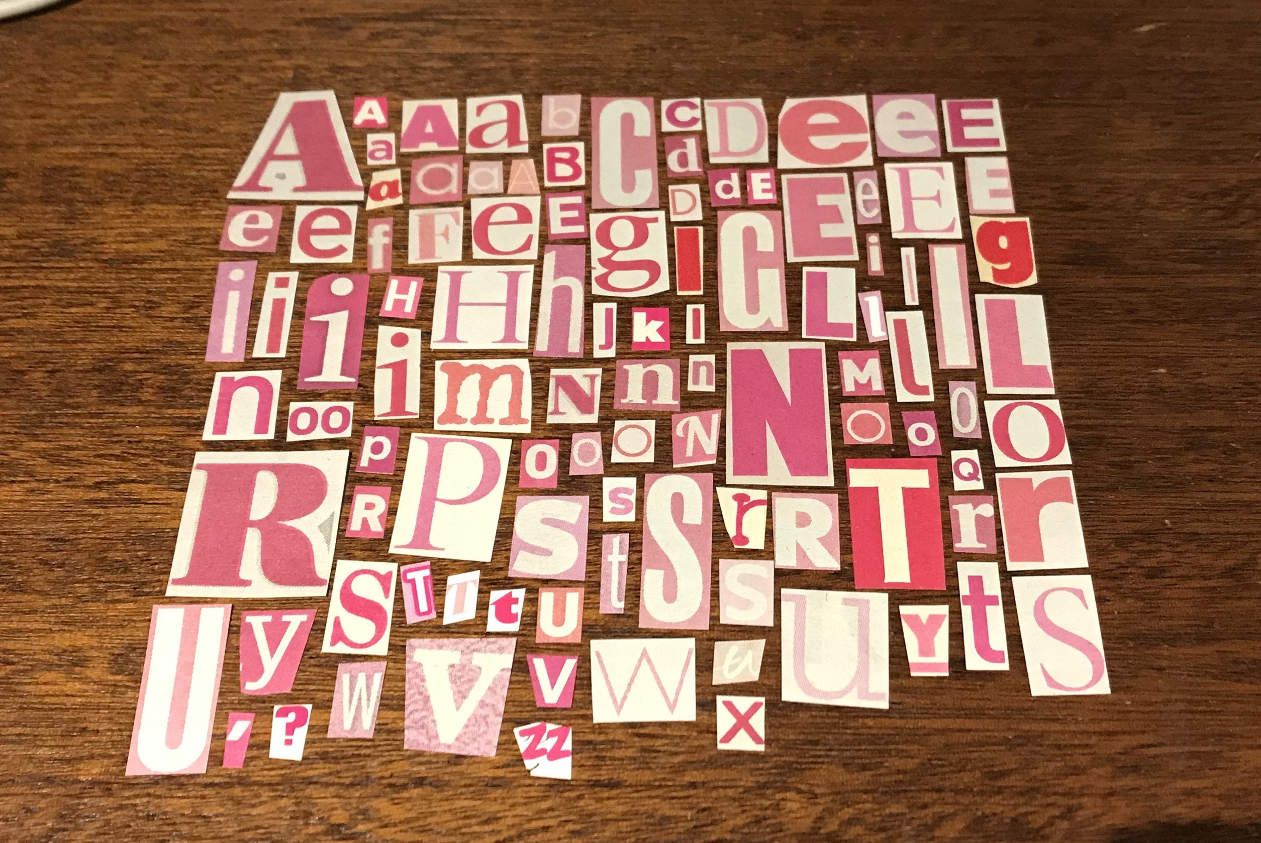 Pink and White Ransom Letters Alphabet Craft Supplies - Etsy