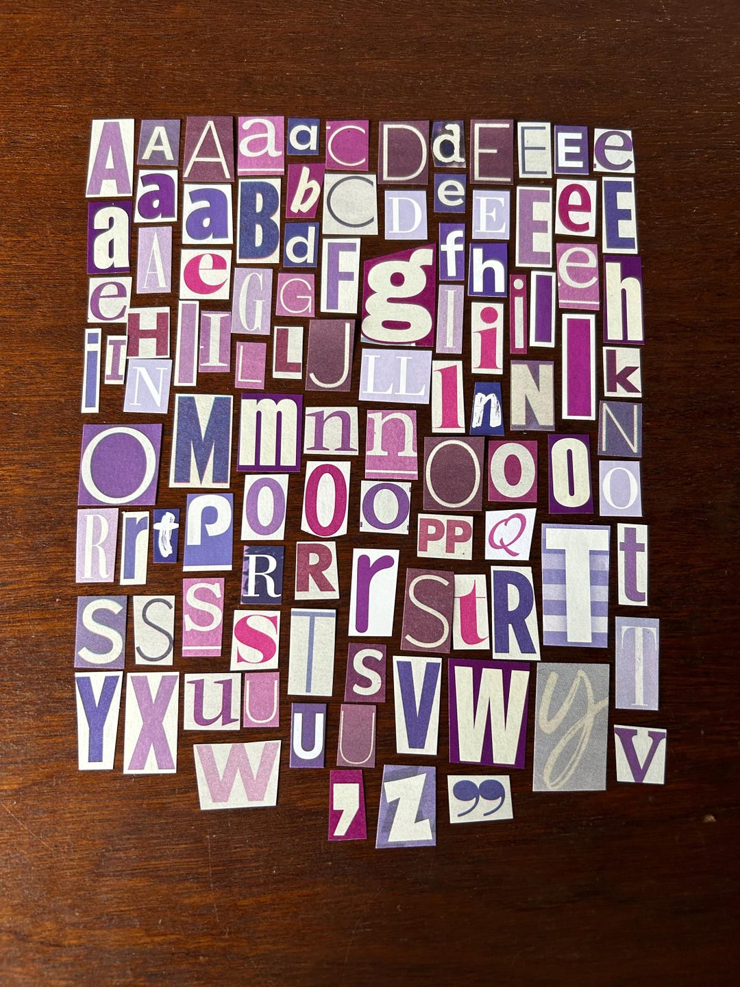 Purple and White Ransom Letters, Alphabet, Craft Supplies Decoupage ...