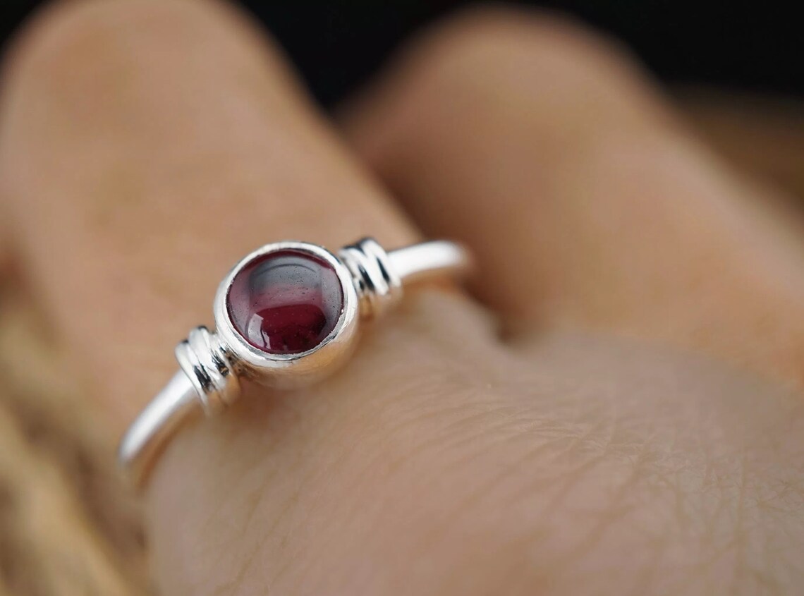Red Garnet Ring Natural Gemstones Ring 925 Sterling Silver - Etsy