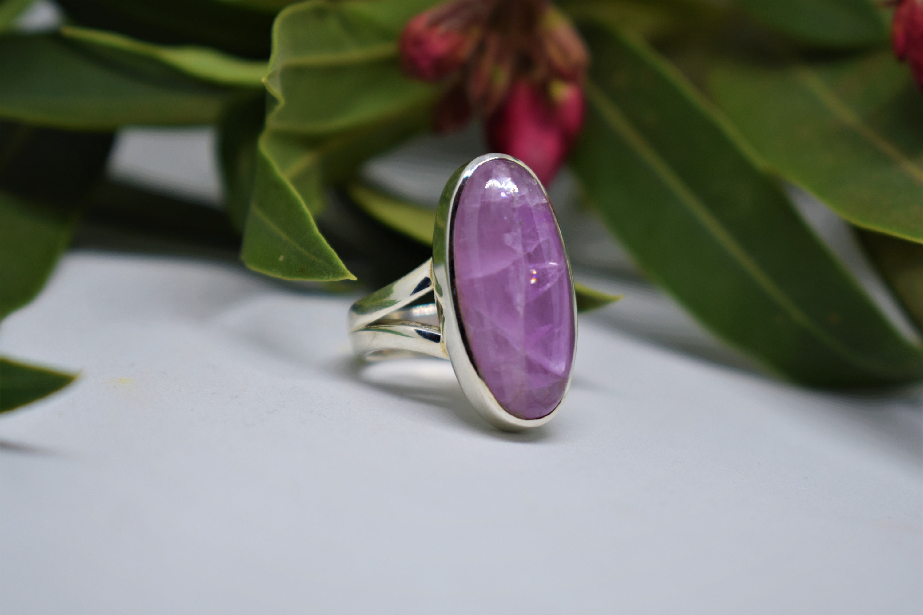 Pink Kunzite Ring Natural Gemstone Ring Oval Gemstone - Etsy