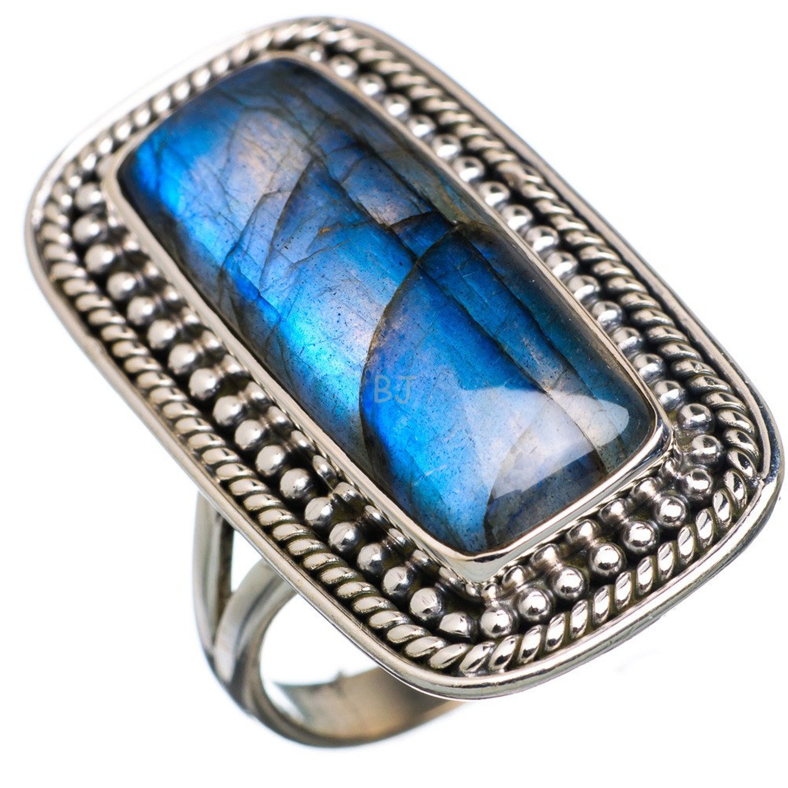 Handmade Labradorite Ring 925 Sterling Silver Rectangle | Etsy