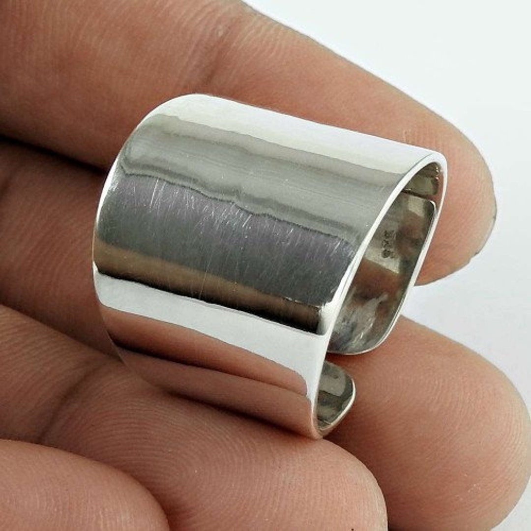 Wide Silver Ring, 925 Sterling Silver, Men and Women Ring, Silver Ring ...