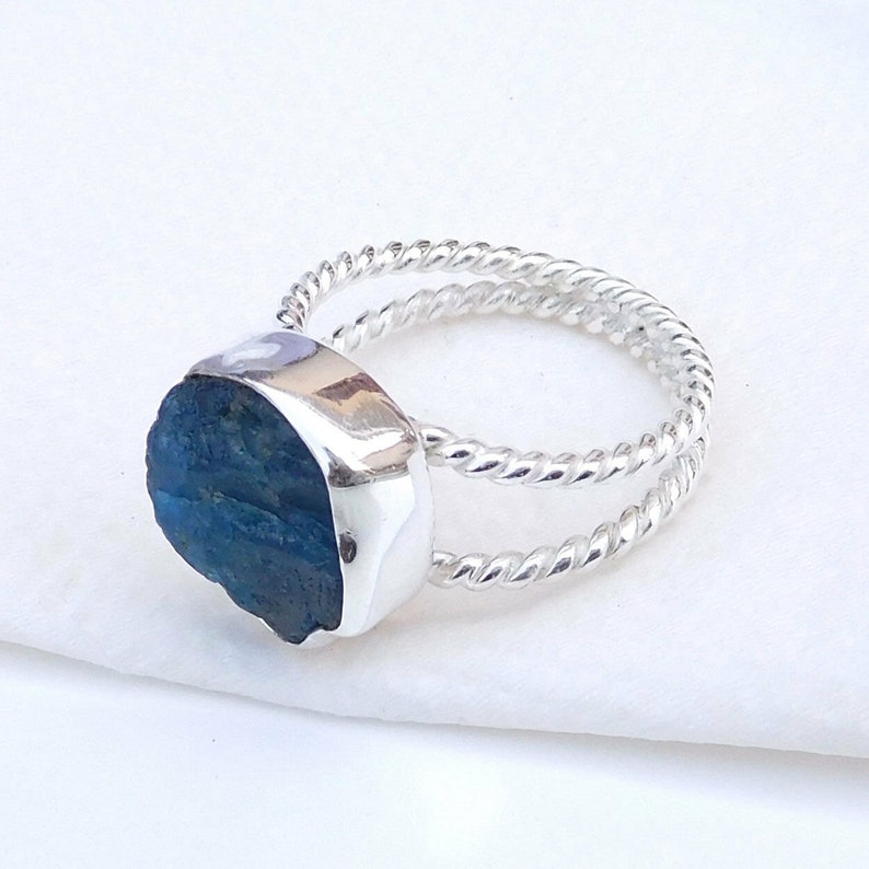 Simple Apatite Ring 925 Sterling Silver Blue Color Antique - Etsy