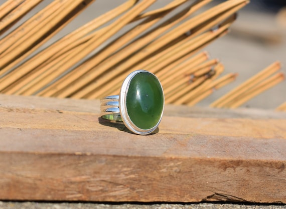 Handmade Nephrite Jade Ring Natural Gemstone Oval Gemstone - Etsy