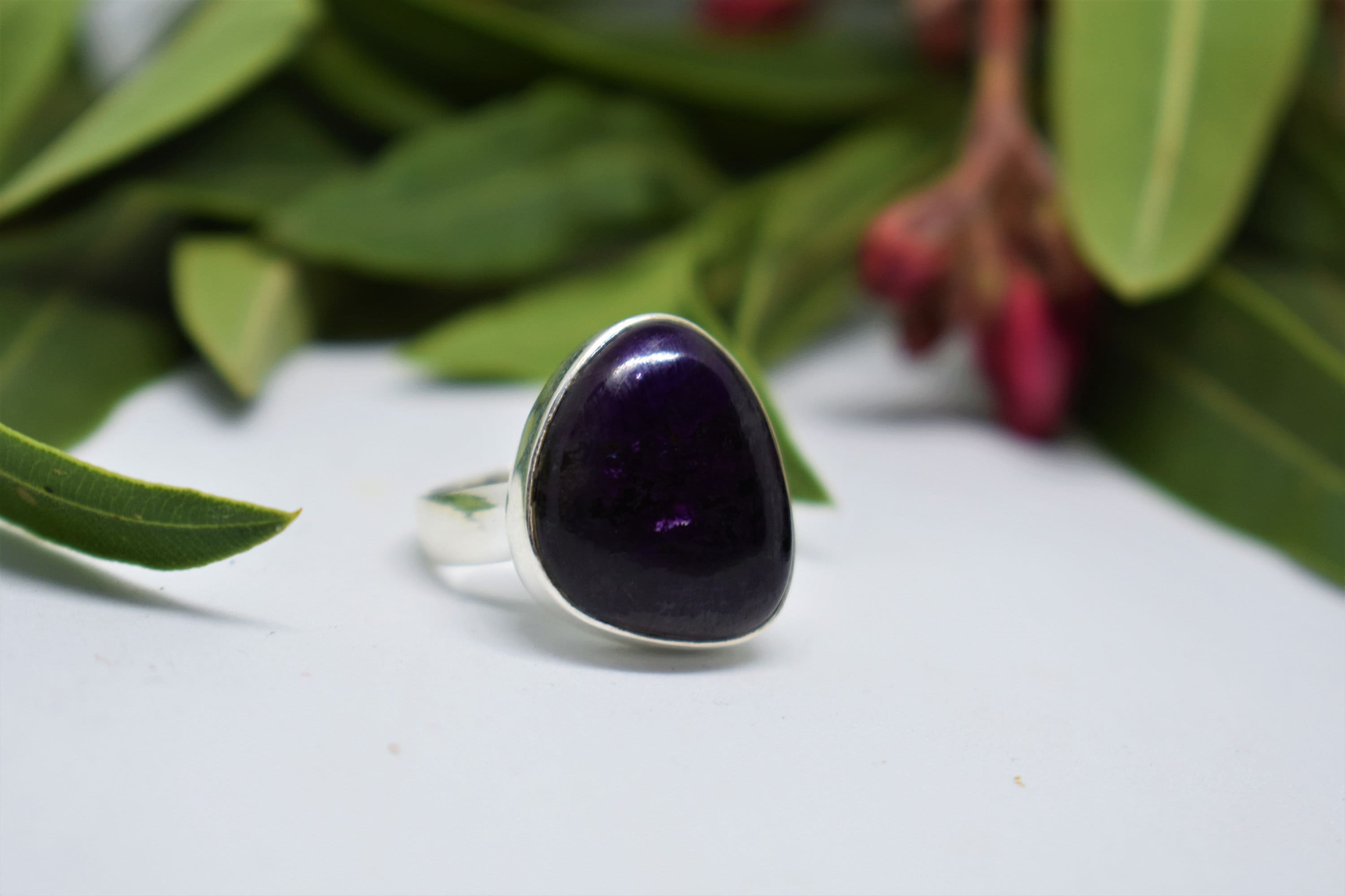 Dark Amethyst Ring Dark Pink Amethyst Natural Stone Ring - Etsy
