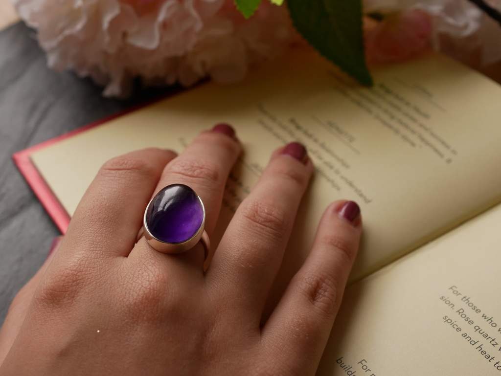 Beautiful Amethyst Ring Natural African Amethyst 925 | Etsy
