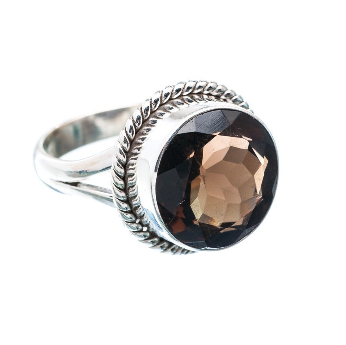 Natural Smoky Quartz Ring Gemstone Jewelry Round Gemstone | Etsy