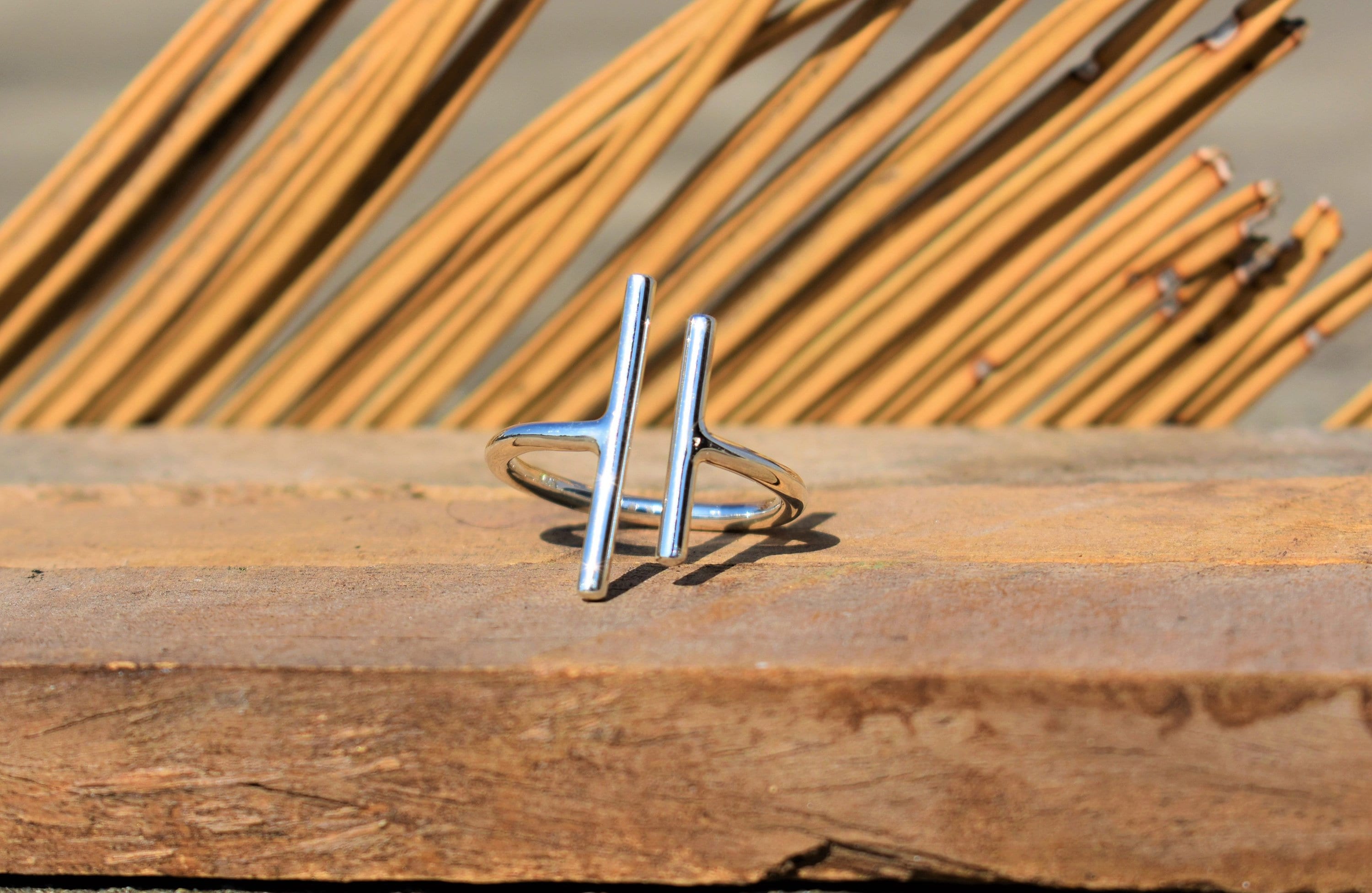 Double Bar Ring 925 Sterling Silver Silver Ring Handmade | Etsy