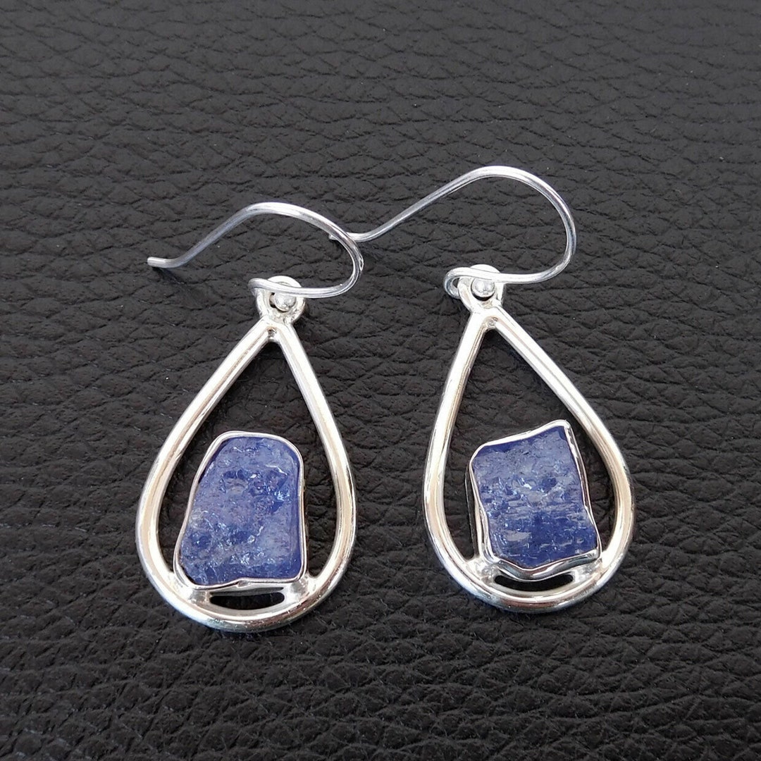Sterling Silver Tanzanite Drop Earrings: Elegant Gemstone Jewelry - Etsy