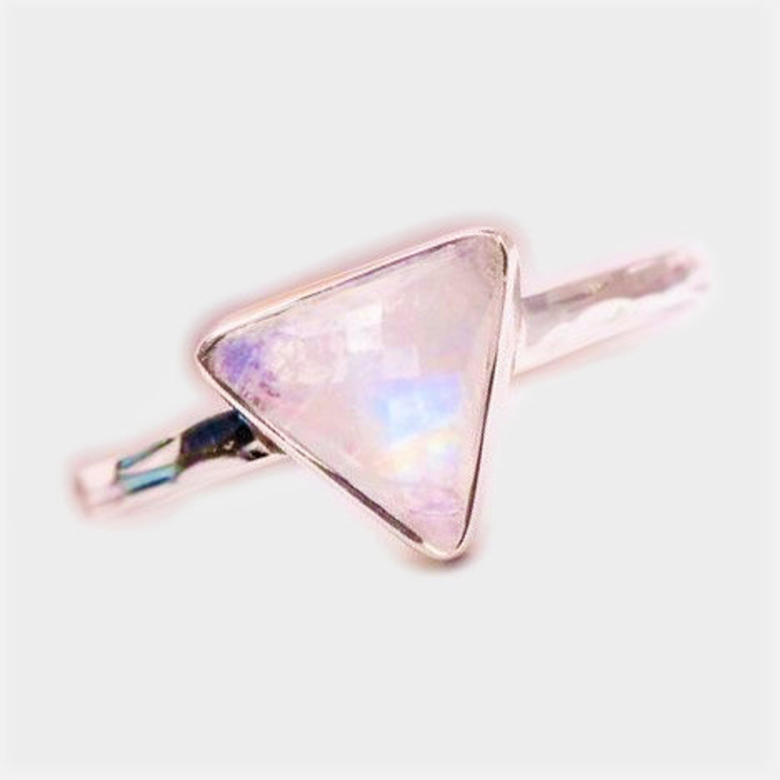 Triangle Moonstone Ring: 925 Sterling Silver Band, Blue Gemstone - Etsy