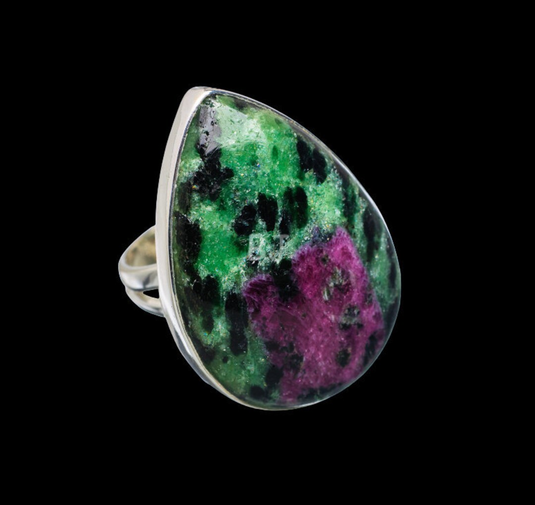 Ruby Zoisite Stone Ring, 925 Sterling Silver, Pear Gemstone Ring, Split ...