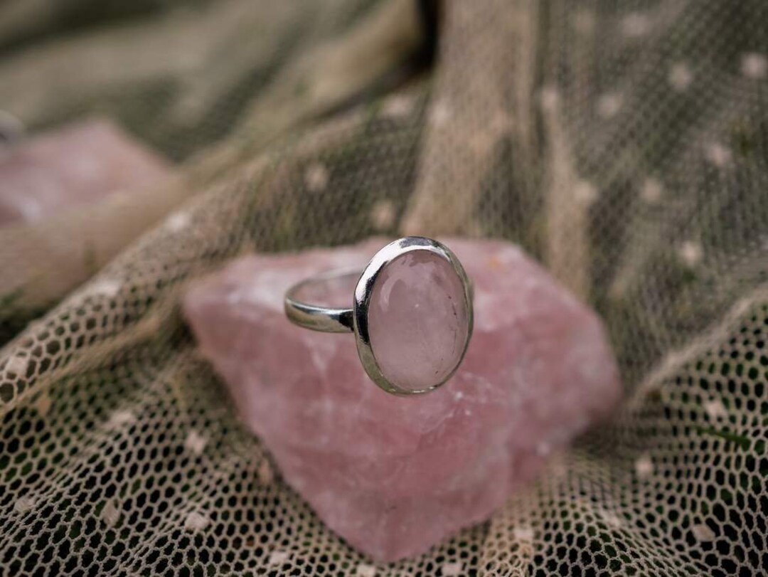 Beautiful Rose Quartz Ring, Natural Rose Quartz, 925 Sterling Silver ...