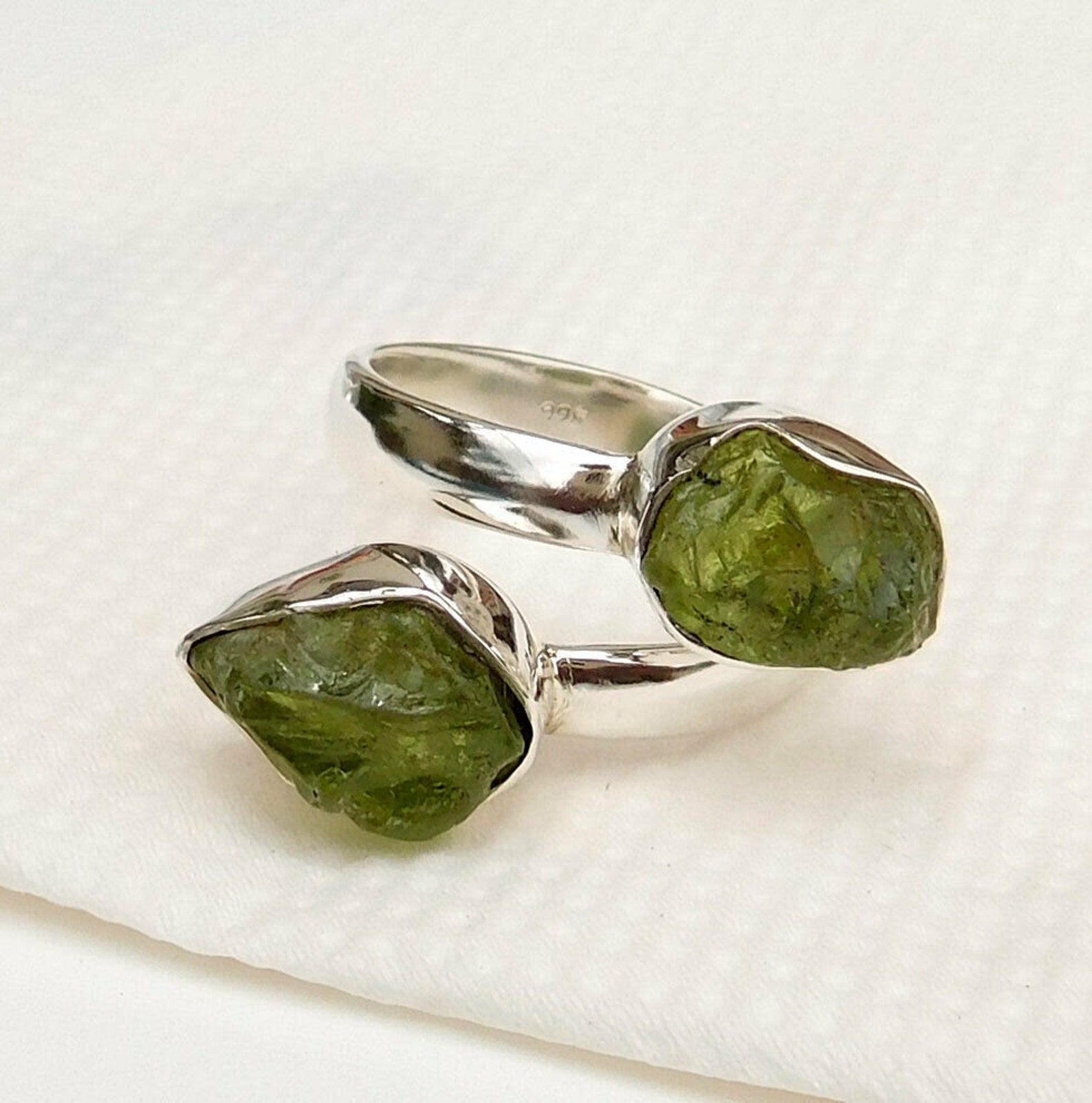 Womens Peridot Ring Dual Stone Ring 925 Silver Ring Womens | Etsy