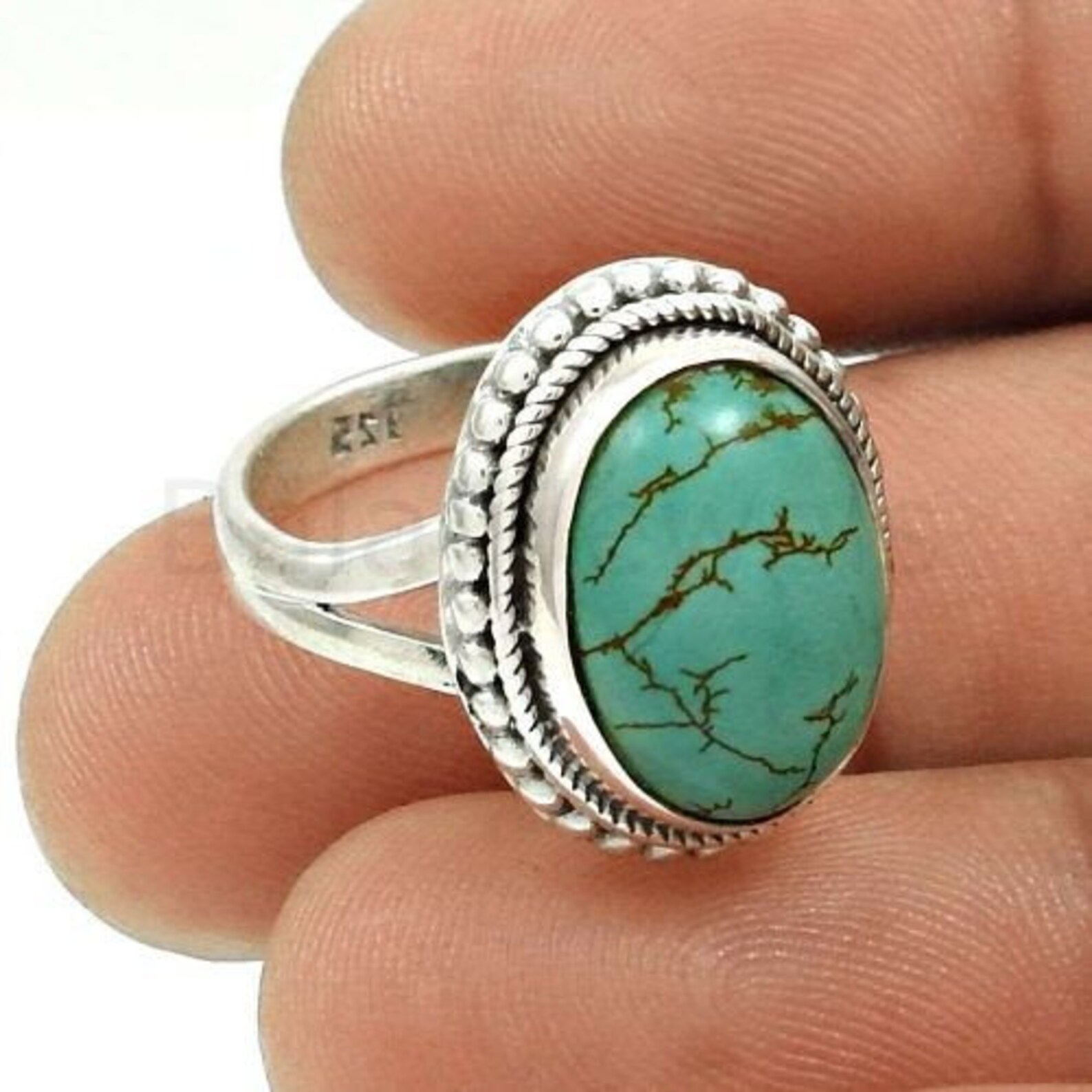 Arizona Turquoise Ring 925 Sterling Silver Oval Gemstone - Etsy