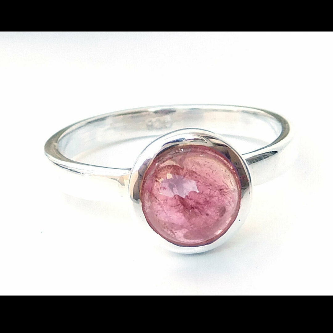 Simple Garnet Ring, African Garnet, Natural Gemstone Ring, Round Stone ...