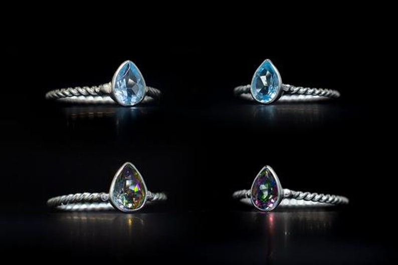 Mystic Topaz Ring Twisted Rope Band Ring Silver Jewelry - Etsy