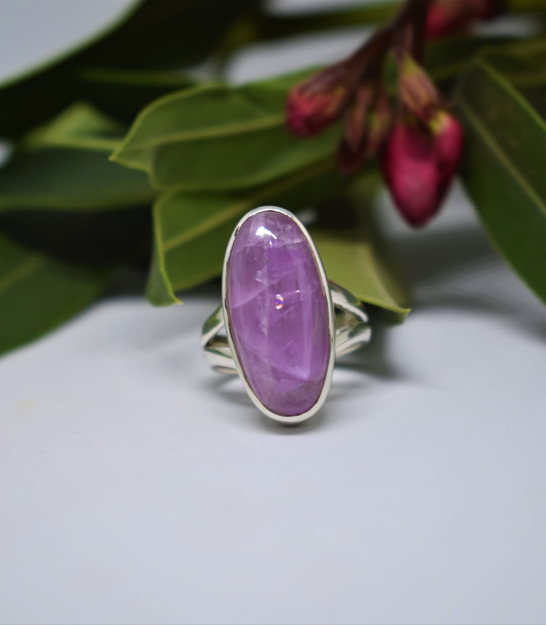 Pink Kunzite Ring, Natural Gemstone Ring, Oval Gemstone Jewelry ...