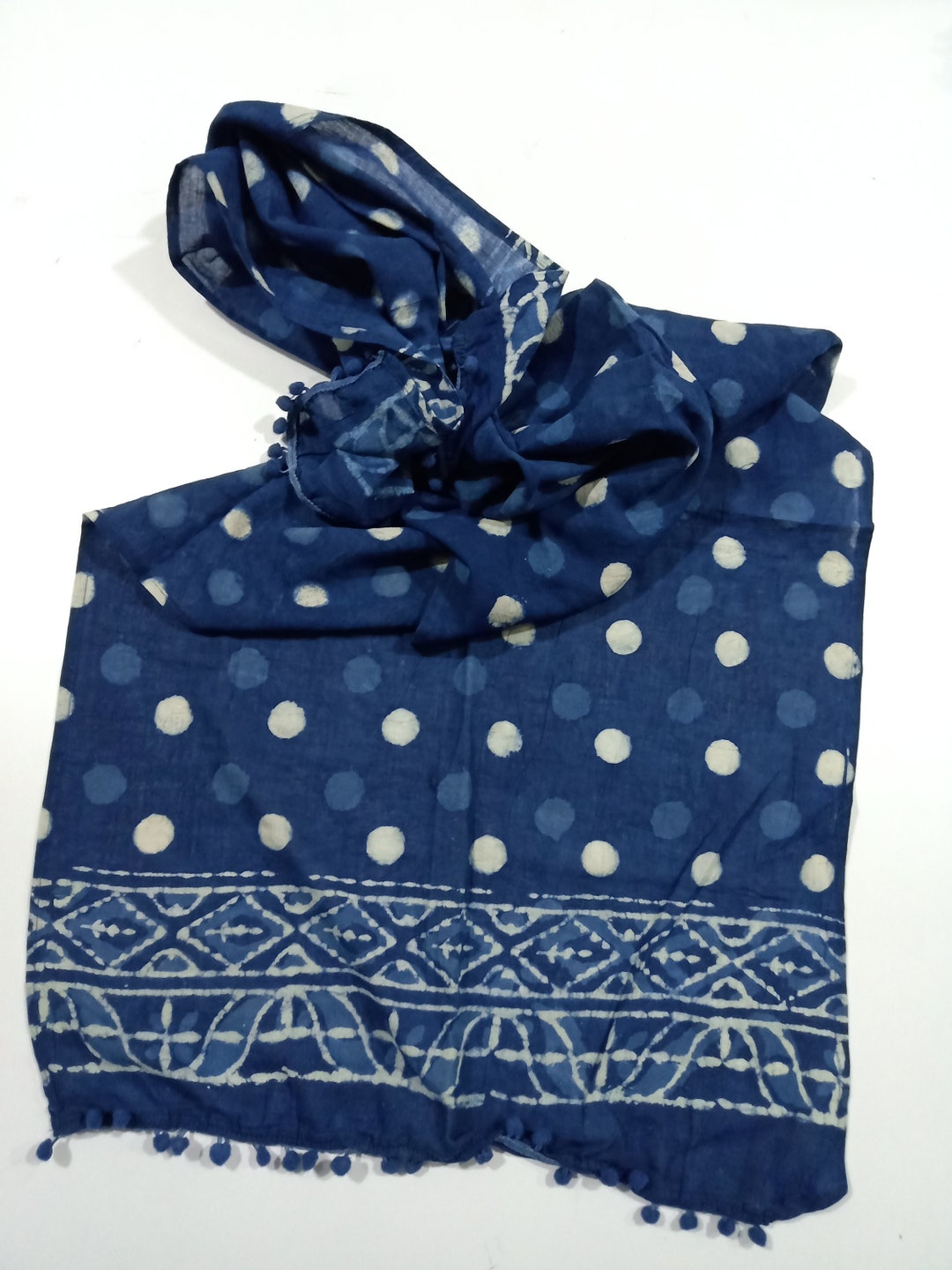 Indian Hand Block Print Scarves Polka Dote Scarves Cotton Stole Size ...