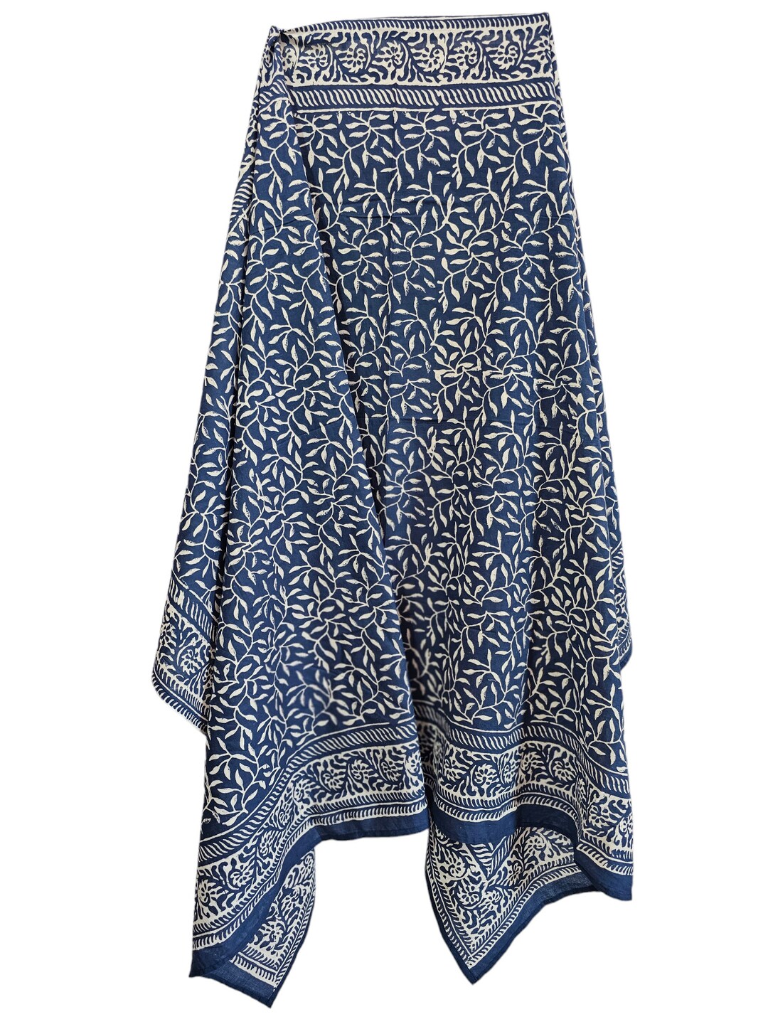 Indigo Blue Hand Block Print Sarong: 100% Cotton Pareo, Beach Cover-up ...