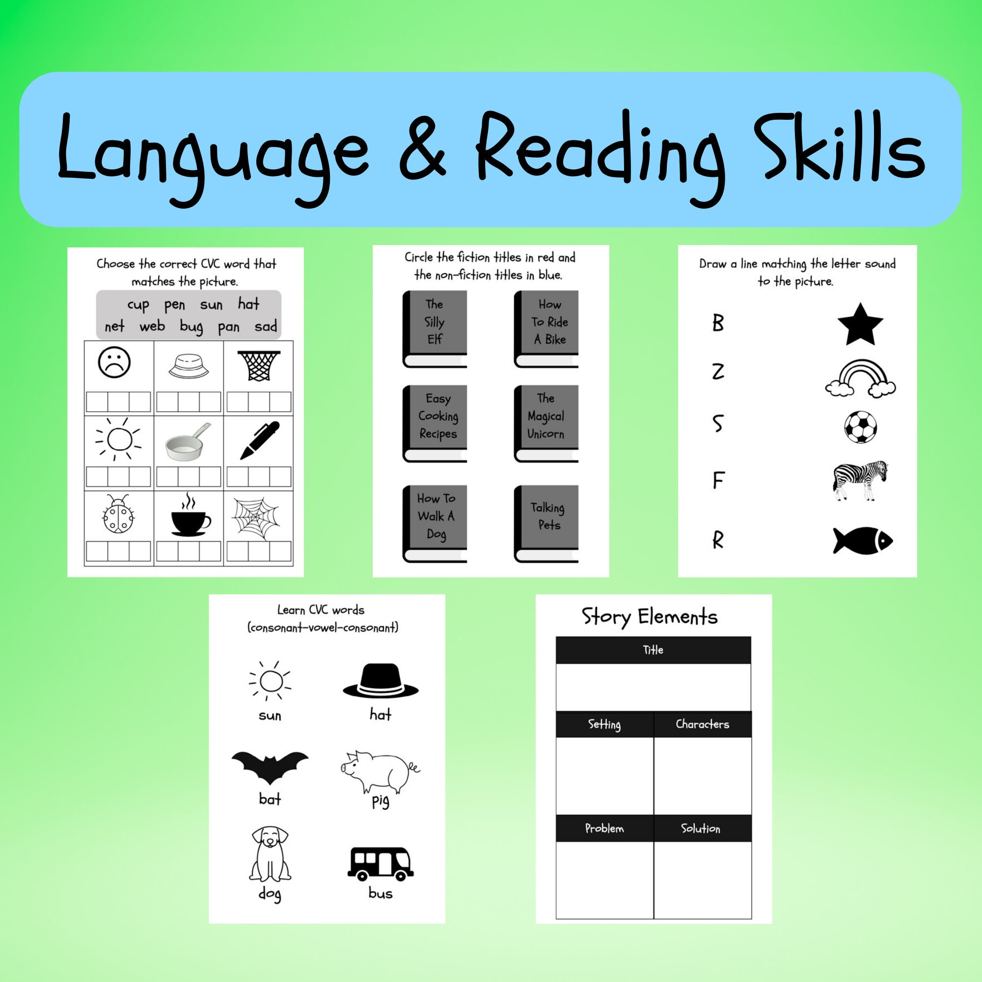 Kindergarten Worksheet Bundle, Printable Kindergarten Worksheets ...
