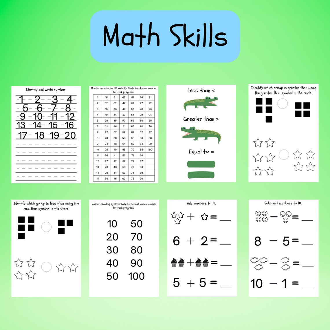Kindergarten Worksheet Bundle, Printable Kindergarten Worksheets ...