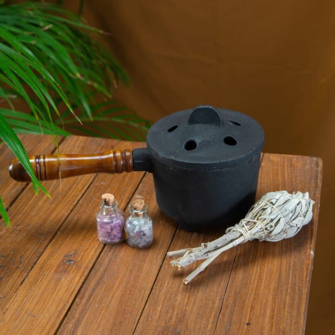 Incense Burner, Iron Pan With Handle, Traditional Ancient Censer ...