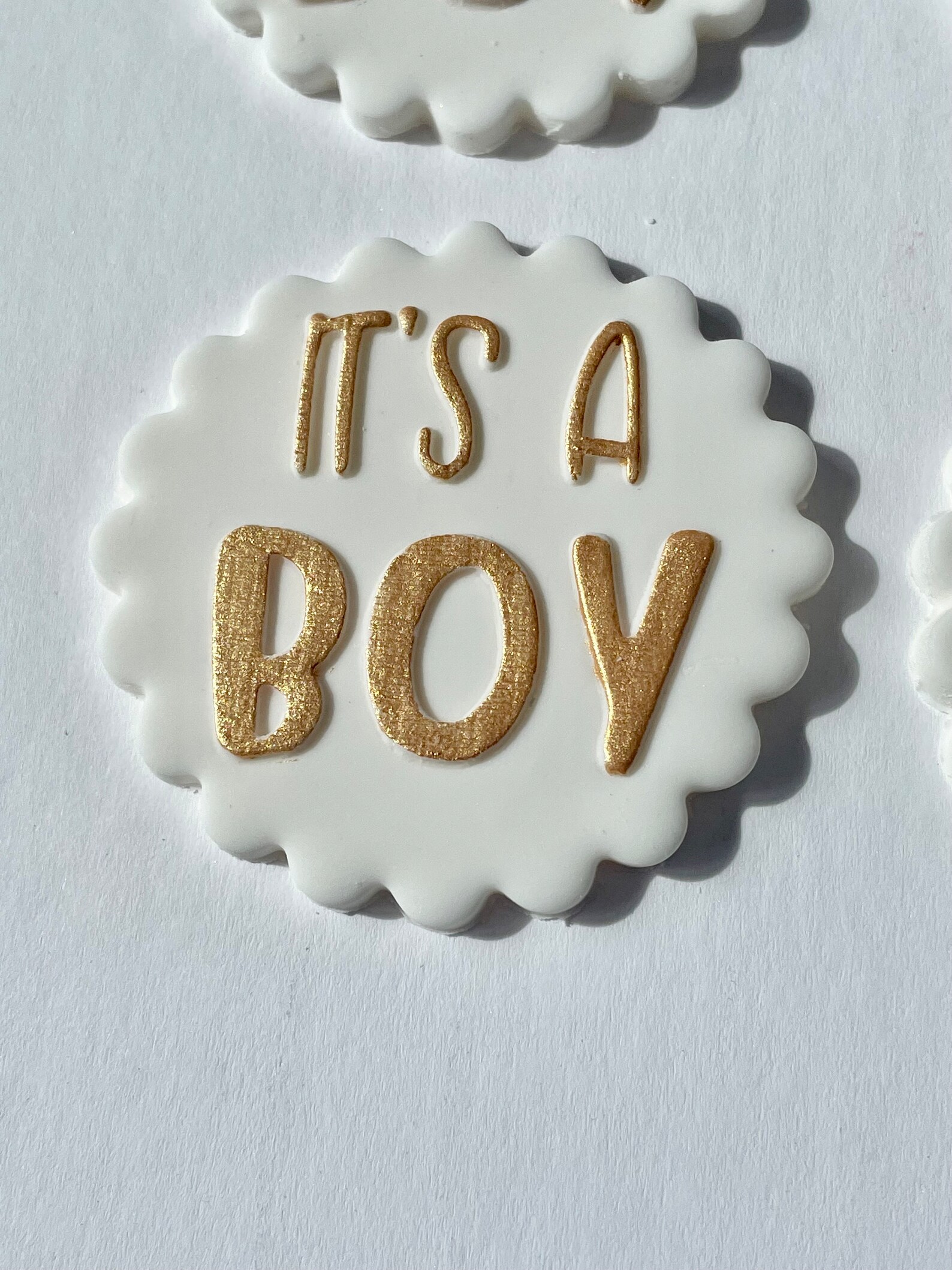 12 Baby Shower Boy Fondant Edible Toppers With Gold or Silver Details ...