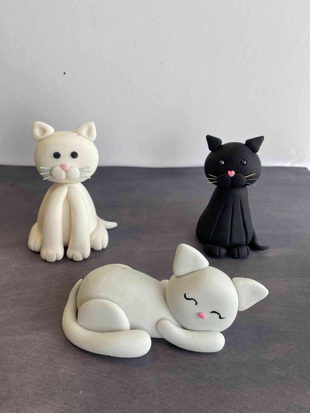 Fondant Cats - Sugar Cats -fondant Animals - Cake Toppers - Baby Shower - Birthday- Gender ...